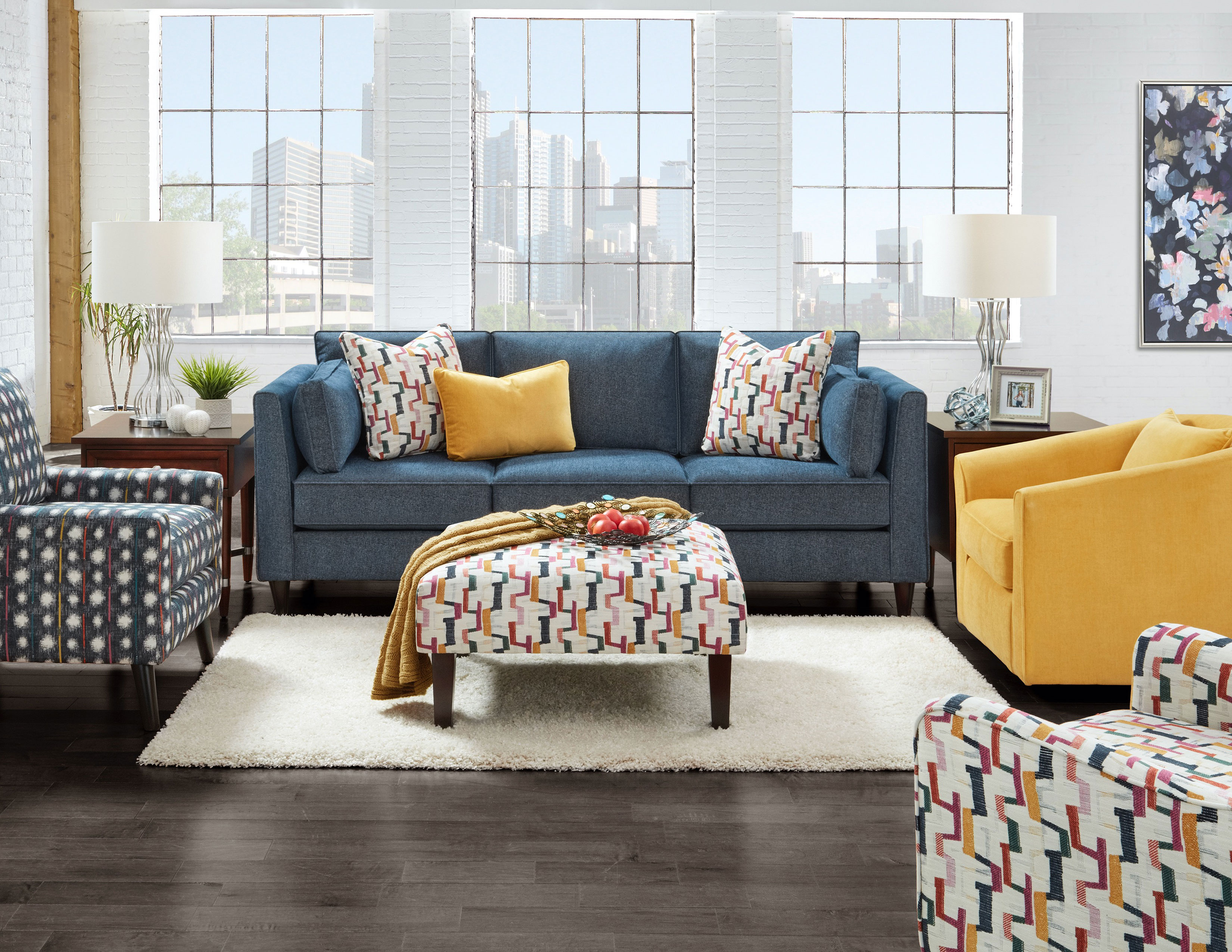 Theron Indigo 4 Piece Living Room (Sofa, 2 | Sofas and Sectionals