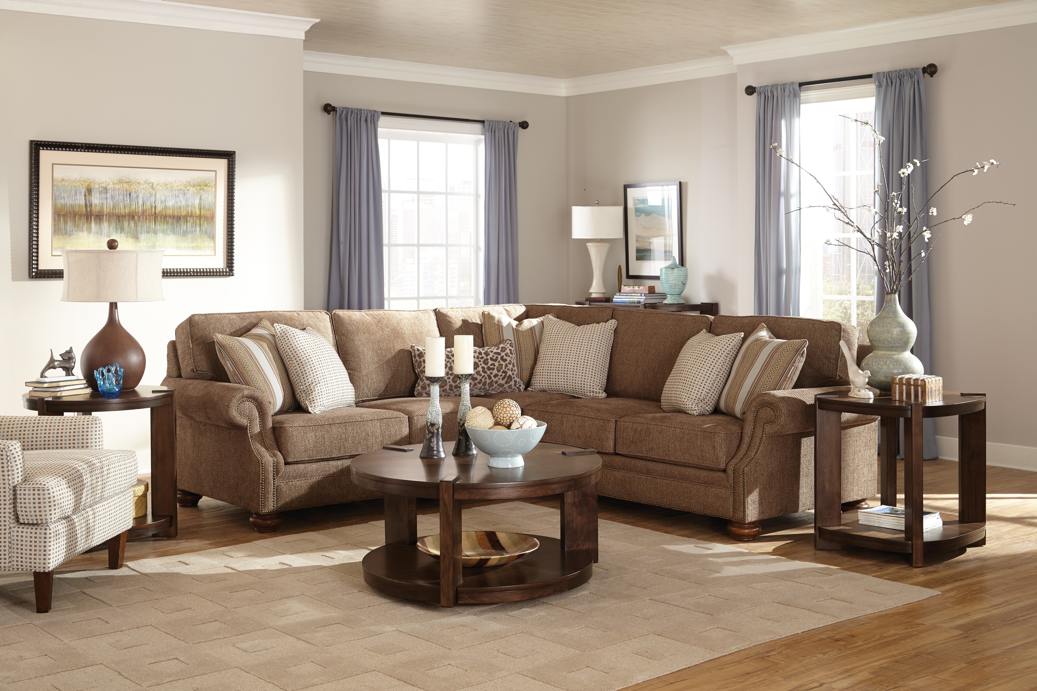 Broyhill Furniture Heuer Traditional Sectional Sofa With Nailhead Trim ...