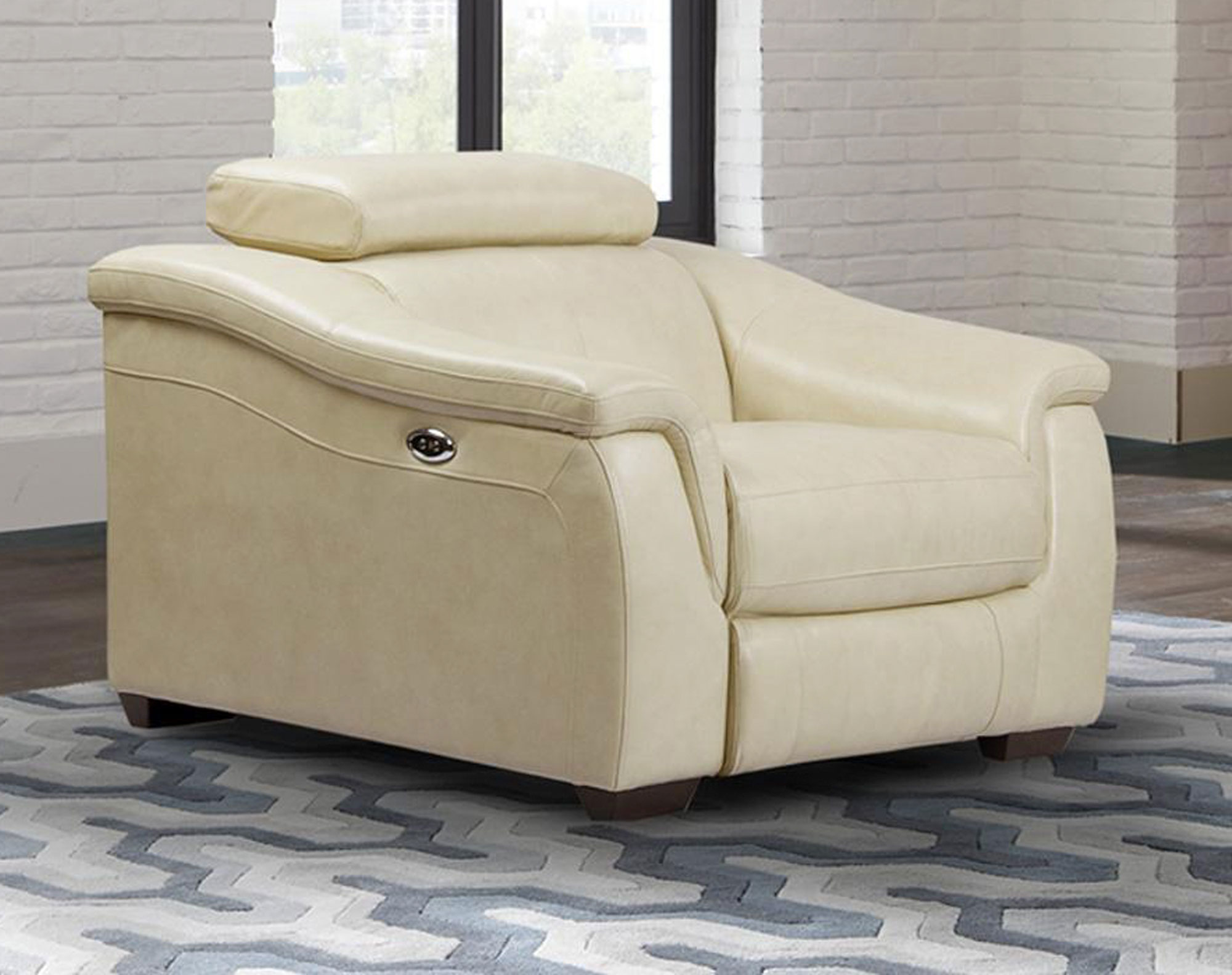 Newton Oatmeal Power Leather Reclining Sofa | Sofas and Sectionals